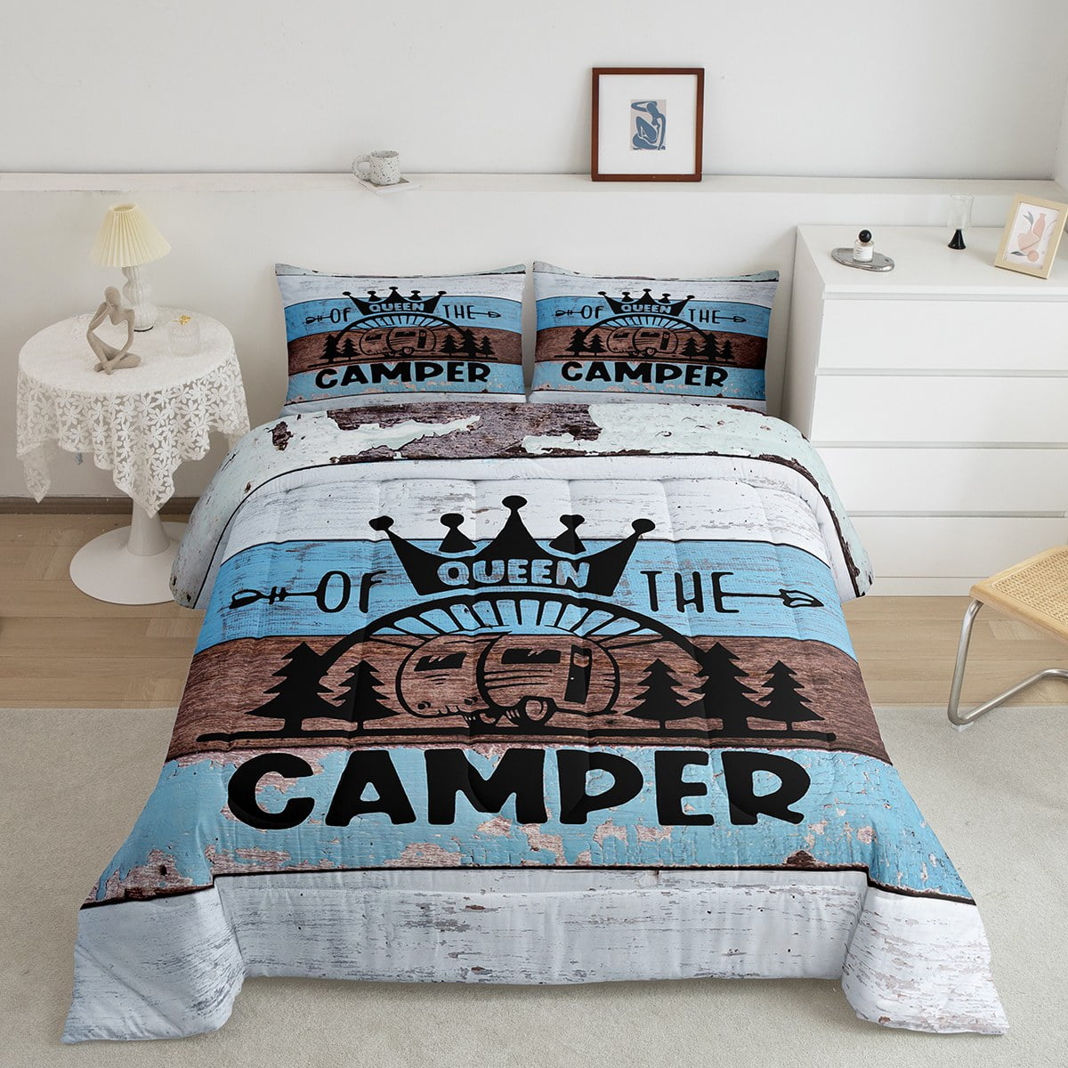 RV Camper Bedding Queen,Camping Comforter Set Camping Decor,RV Travel ...