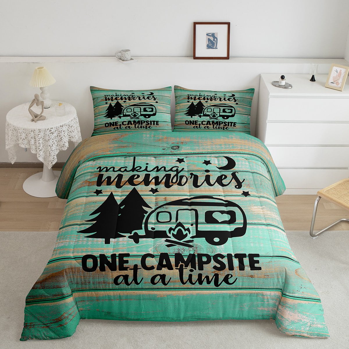 RV Camper Bedding Queen,Camping Comforter Set Camping Decor,RV Travel ...