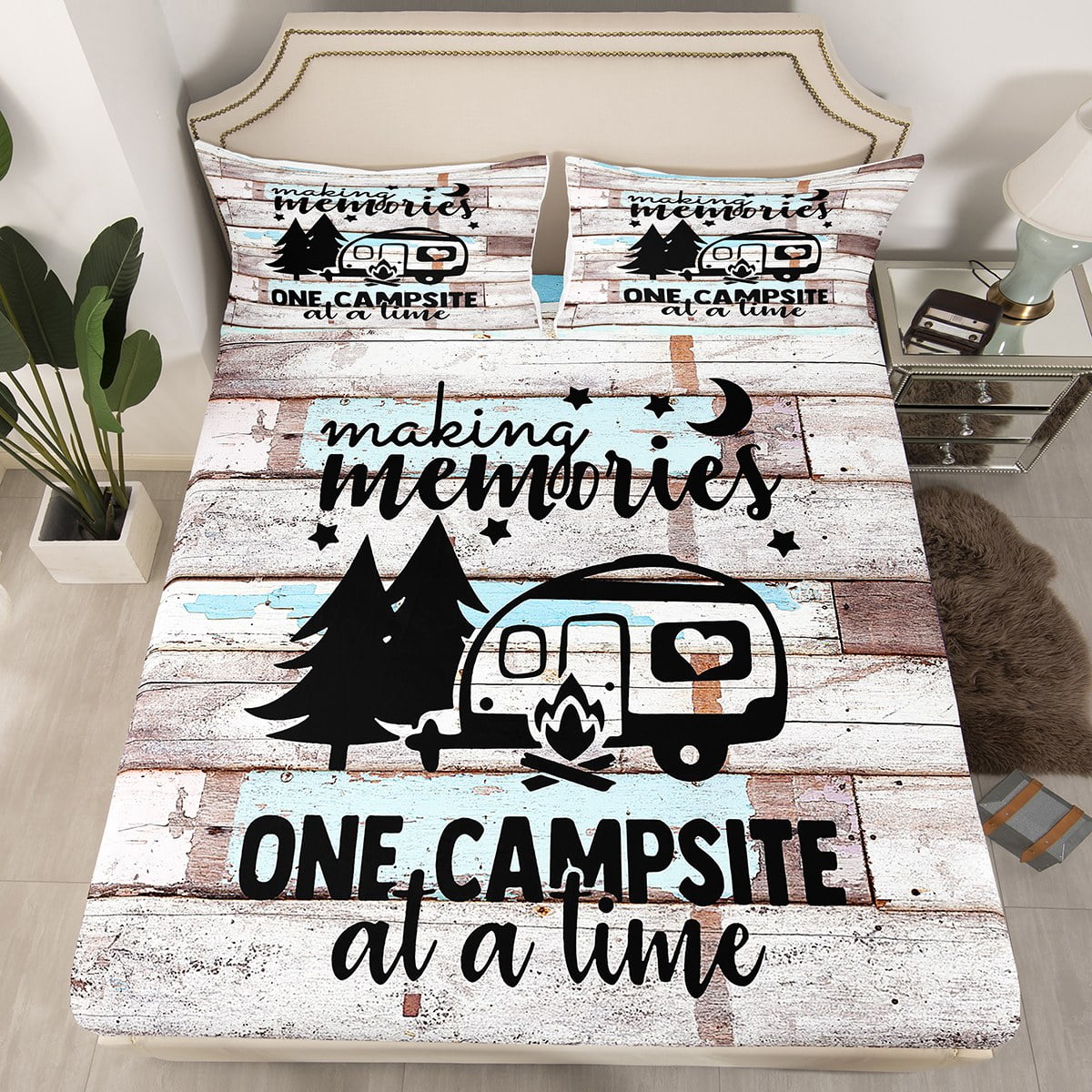 RV Camper Bedding Set Queen,Camping Fitted Sheet Camping Decor,RV ...