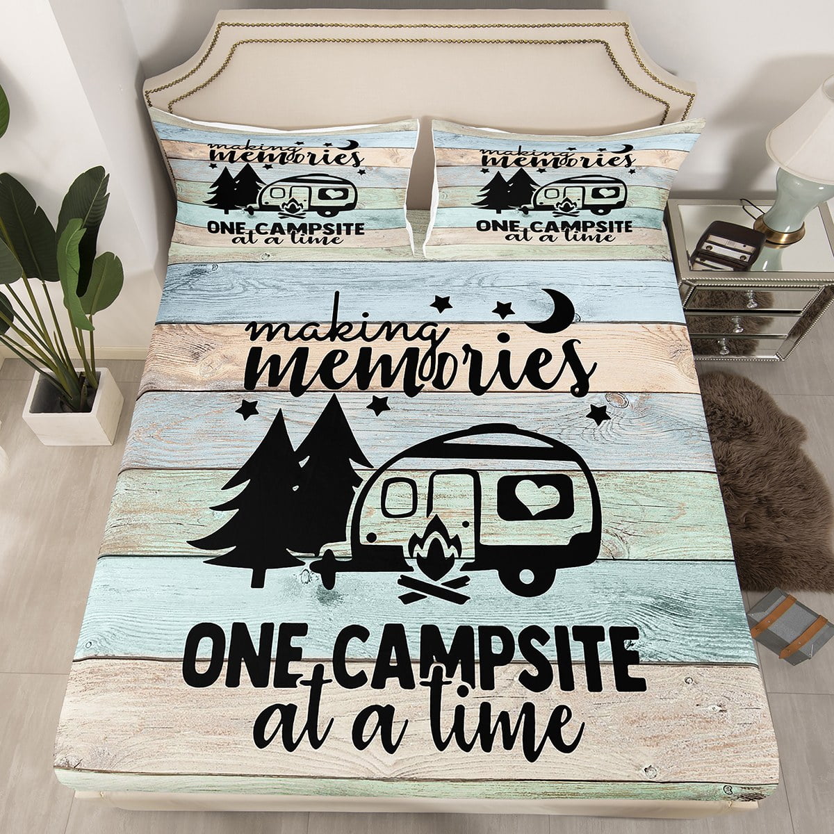 RV Camper Bedding Set Queen,Camping Fitted Sheet Camping Decor,RV ...