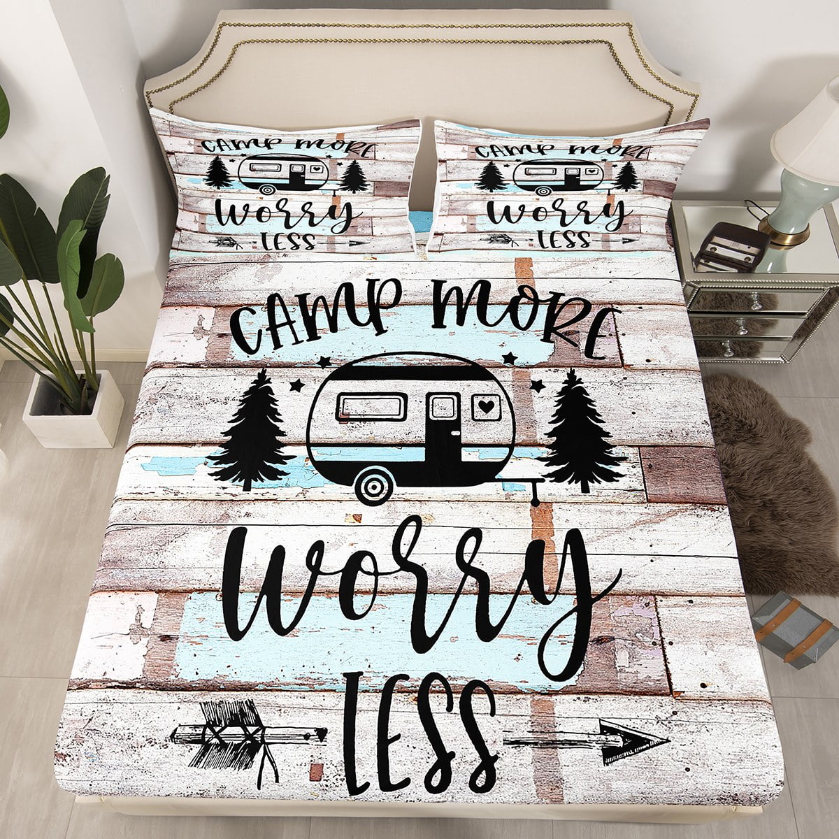 RV Camper Bedding Set Queen,Camping Fitted Sheet Camping Decor,RV ...