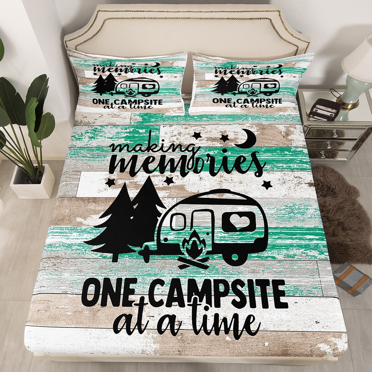 RV Camper Bedding Set Queen,Camping Fitted Sheet Camping Decor,RV ...