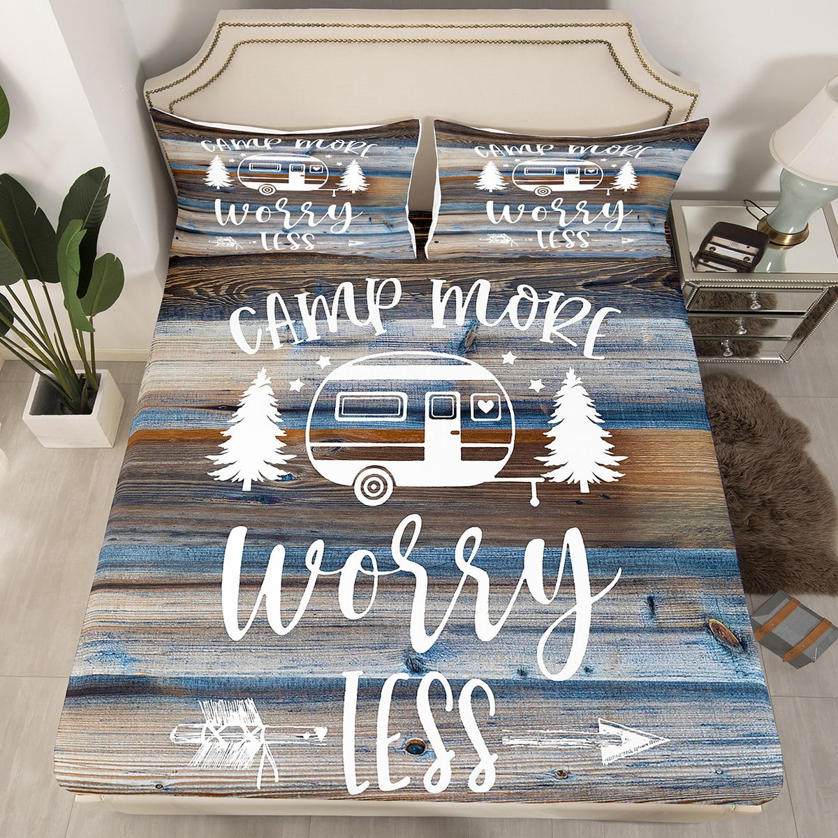 RV Camper Bedding Set Queen,Camping Fitted Sheet Camping Decor,RV ...