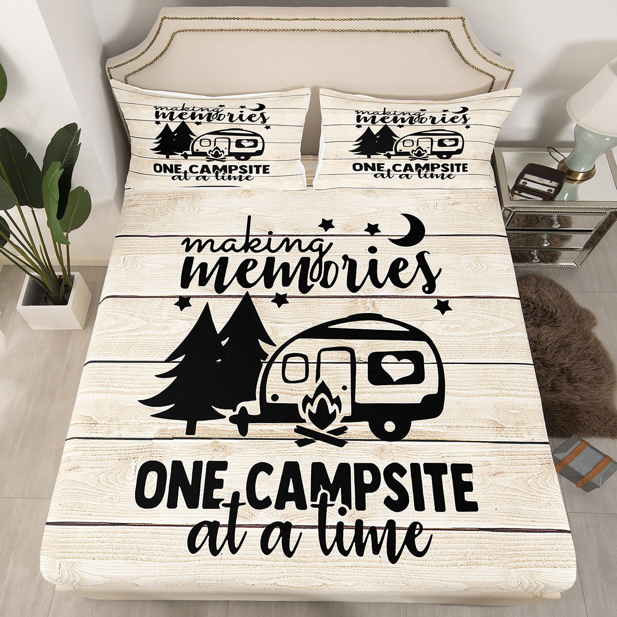 RV Camper Bedding Set Queen,Camping Fitted Sheet Camping Decor,RV ...