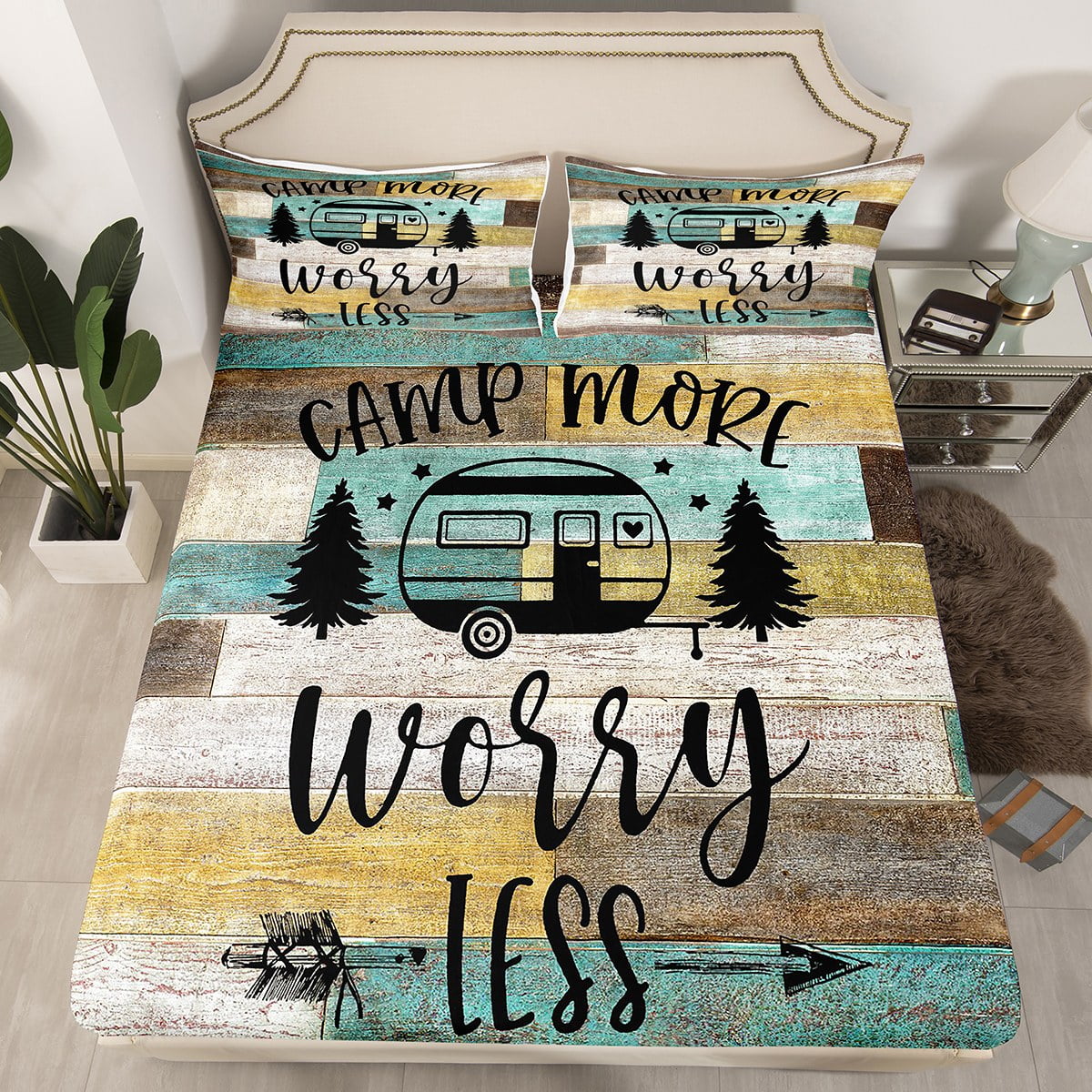 RV Camper Bedding Set Queen,Camping Fitted Sheet Camping Decor,RV ...
