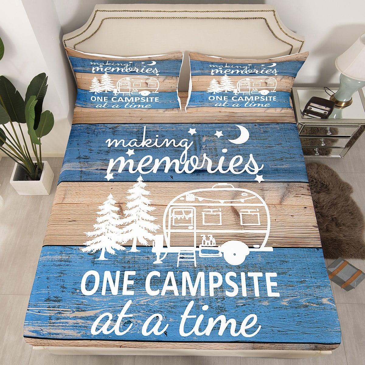 RV Camper Bedding Set Queen,Camping Fitted Sheet Camping Decor,RV ...