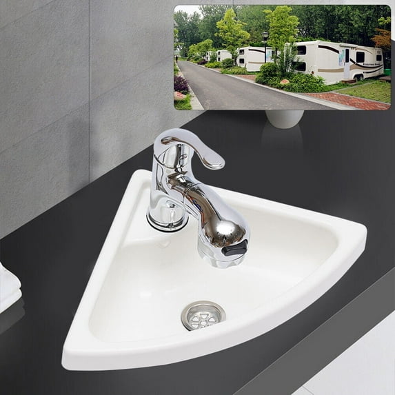 RV Camper Boat Caravan Corner Sink Kit Acrylic Triangular Kitchen Sink ...