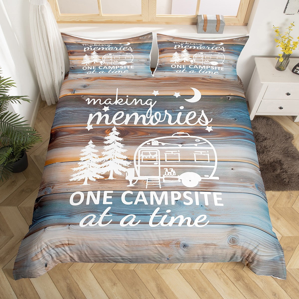 RV Camper Duvet Cover Queen,Camping Bedding Set Camping Decor,RV Travel ...