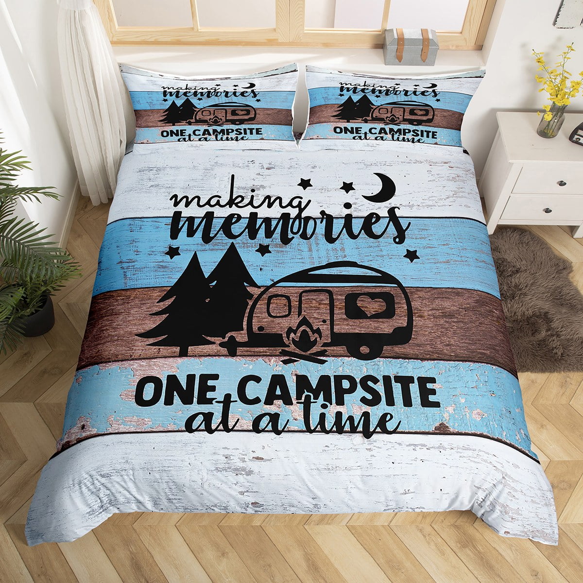 RV Camper Duvet Cover Queen,Camping Bedding Set Camping Decor,RV Travel ...