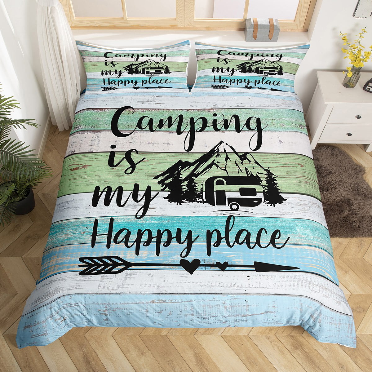 RV Camper Duvet Cover Queen,Camping Bedding Set Camping Decor,RV Travel ...