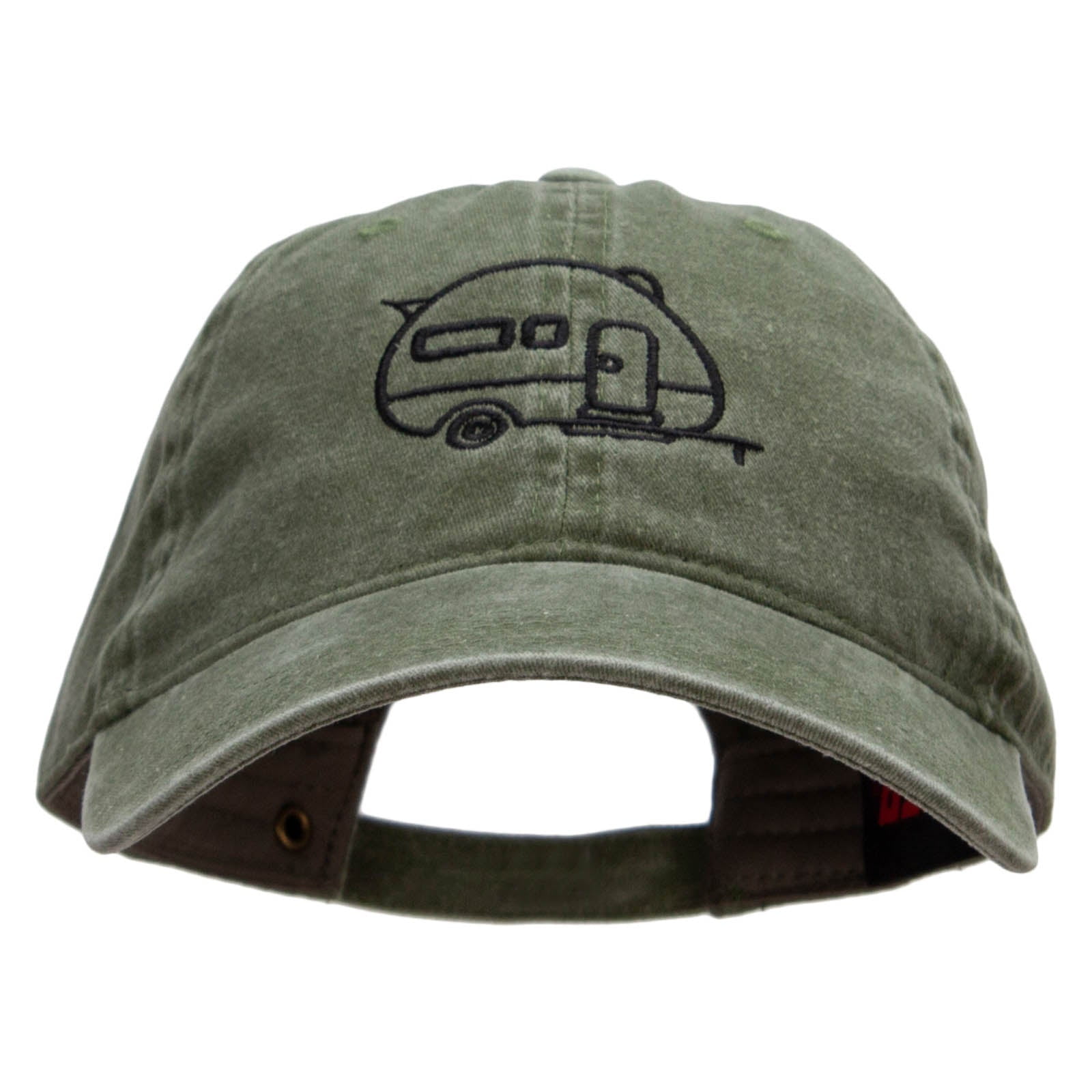 RV Camper Embroidered Washed Cotton Brass Buckle Cap - Olive OSFM ...