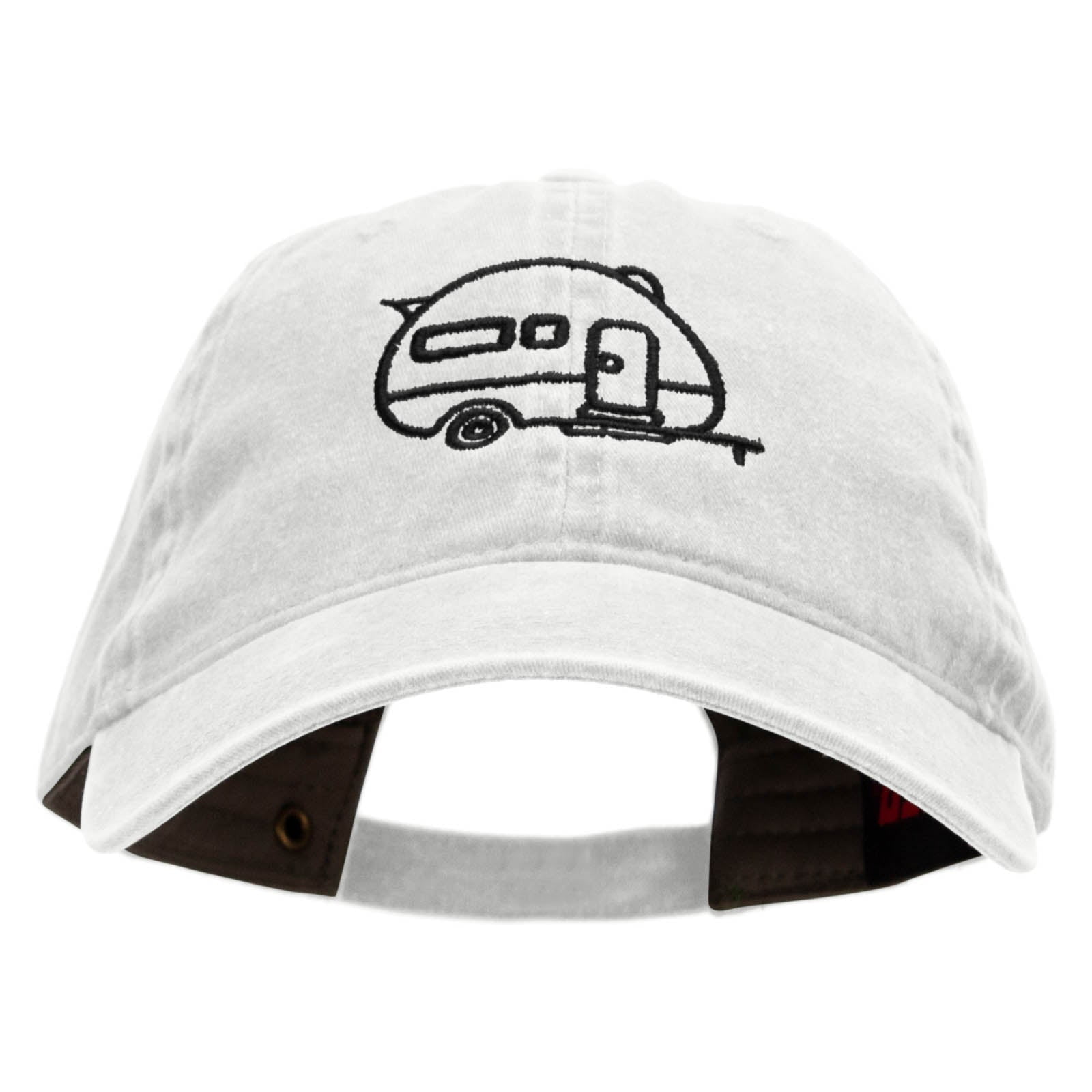 RV Camper Embroidered Washed Cotton Brass Buckle Cap - White OSFM ...