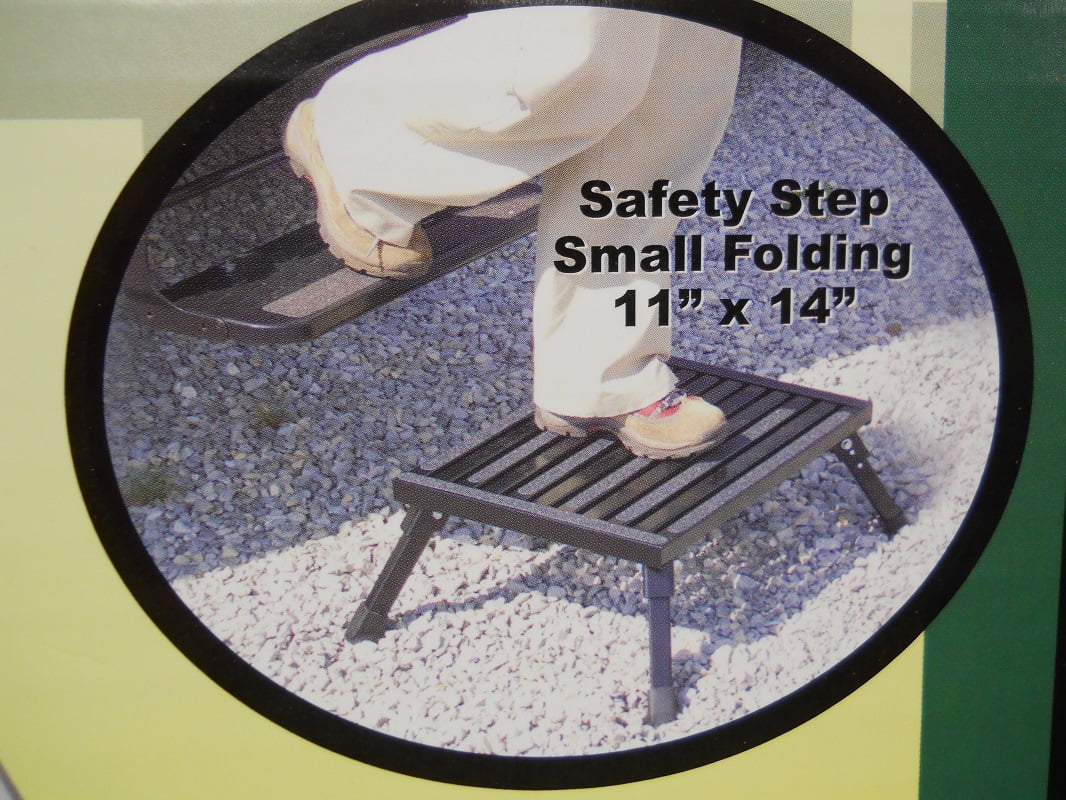 RV Camper Motor Home Trailer Black Aluminum Folding Safety Step Stool ...