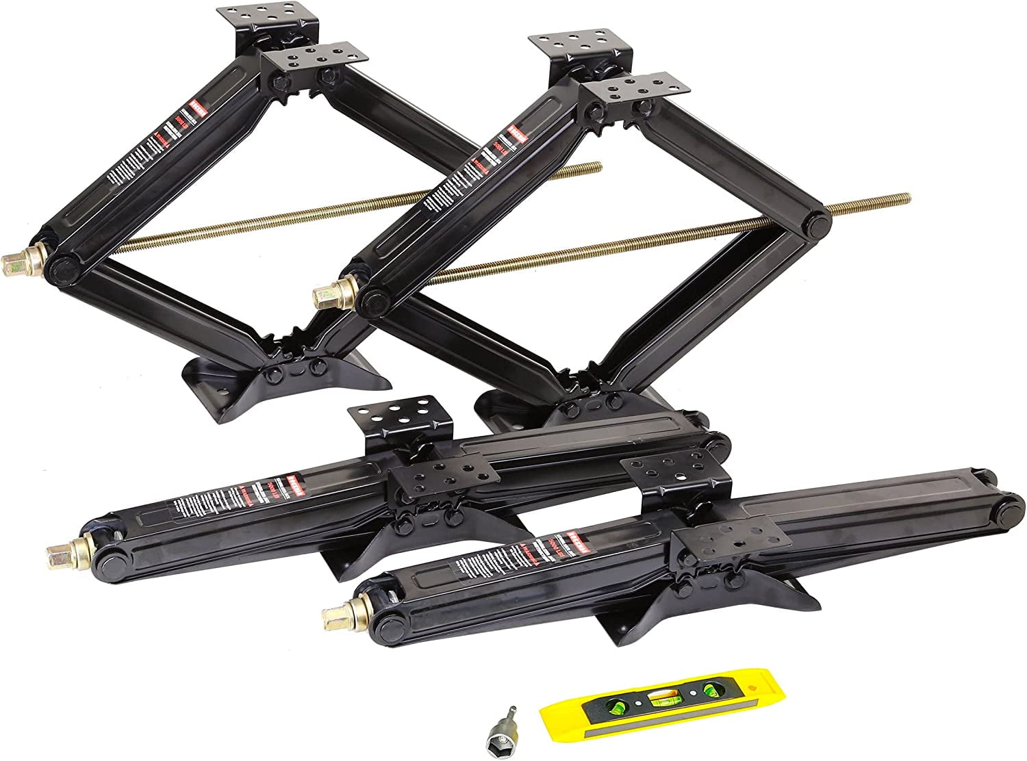RV Camper Trailer Stabilizer Leveling Scissor Jacks w/Socket & Level 24 ...