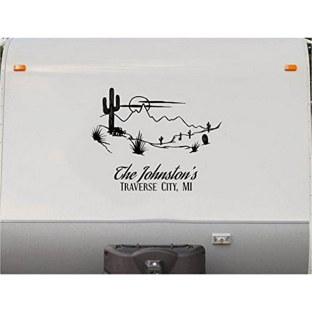 RV Camper Vinyl Decal Sticker Cactus Desert Mountain Scene - Walmart.com