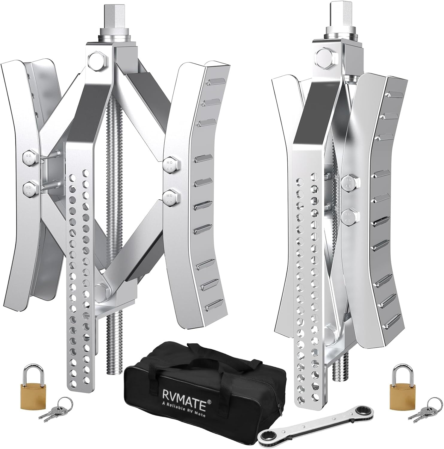 The RV Camper Wheel Chock Stabilizer Scissor, X Chocks Wheel Stabilizer ...