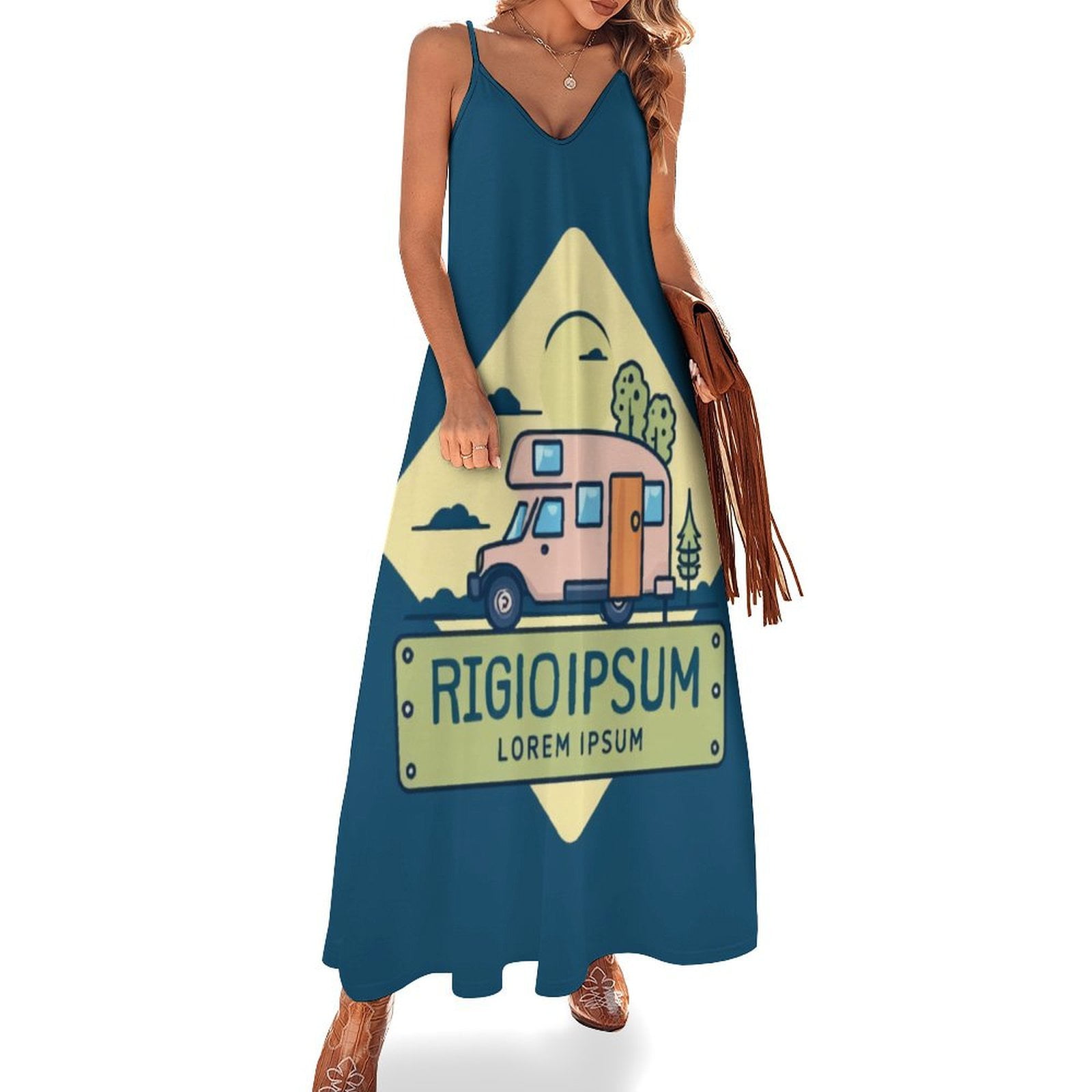 RV Camping Badge Design Sleeveless Dress Women's Luxury Party Dress ...