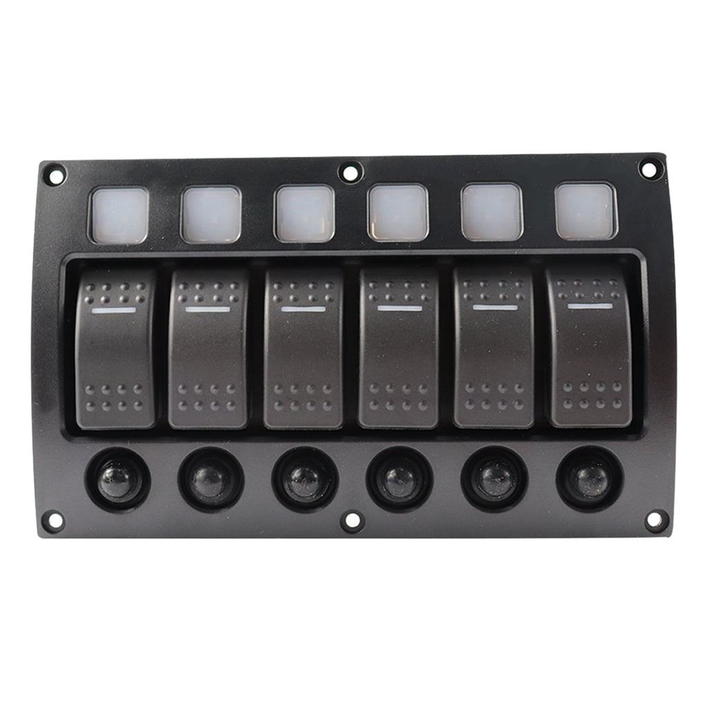 RV Car Marine Boat 6-Gang Waterproof Circuit LED Rocker Switch Panel ...