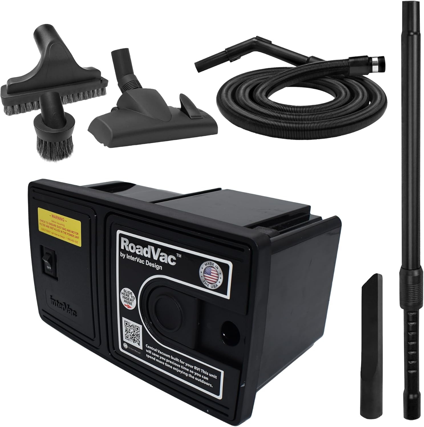 RV Central Vacuum System – Compact Wall-Mount Unit w/ 35' Stretch Hose ...