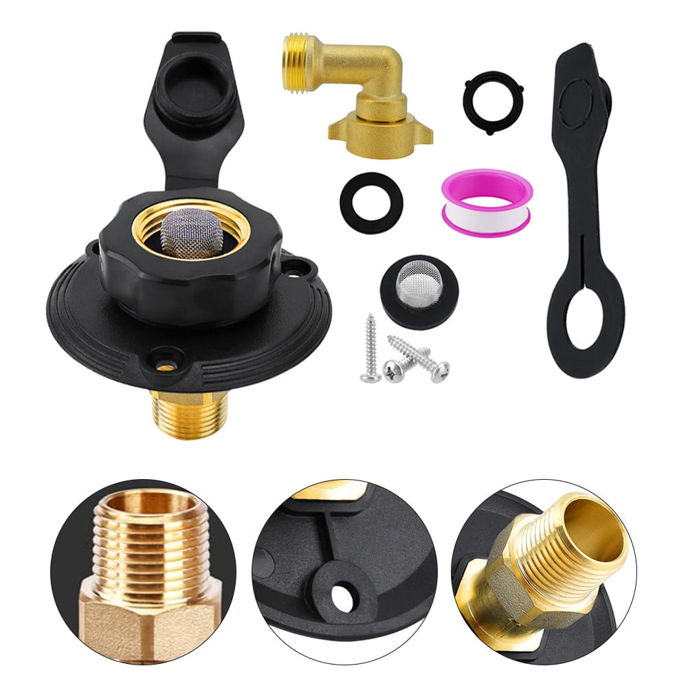 RV City Water Inlet Kit with Check Valve 3/4 NH Female to 1/2 NPT Male ...