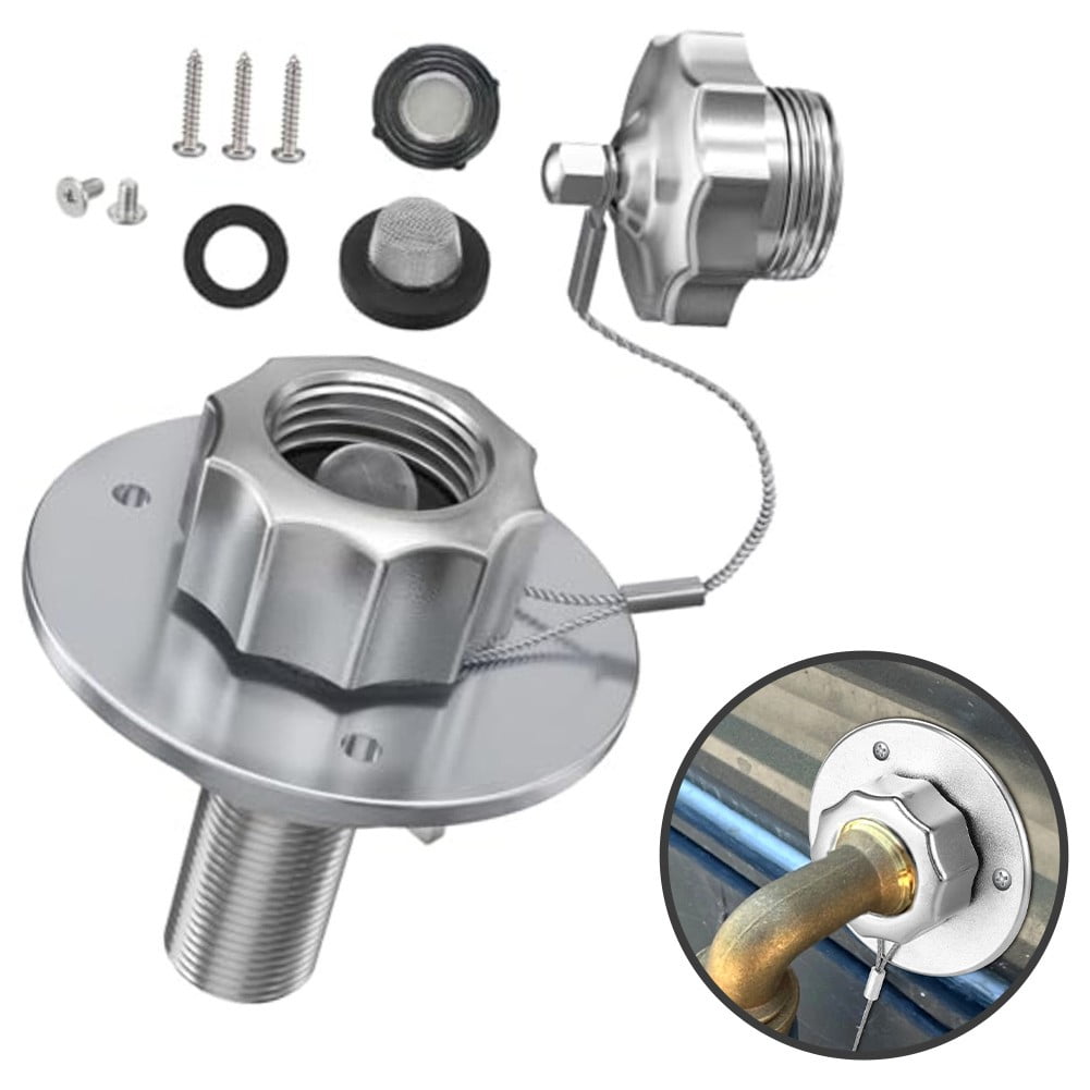 RV City Water Inlet with Check Valve 3/4" GHT and 1/2" NPT RV Water ...