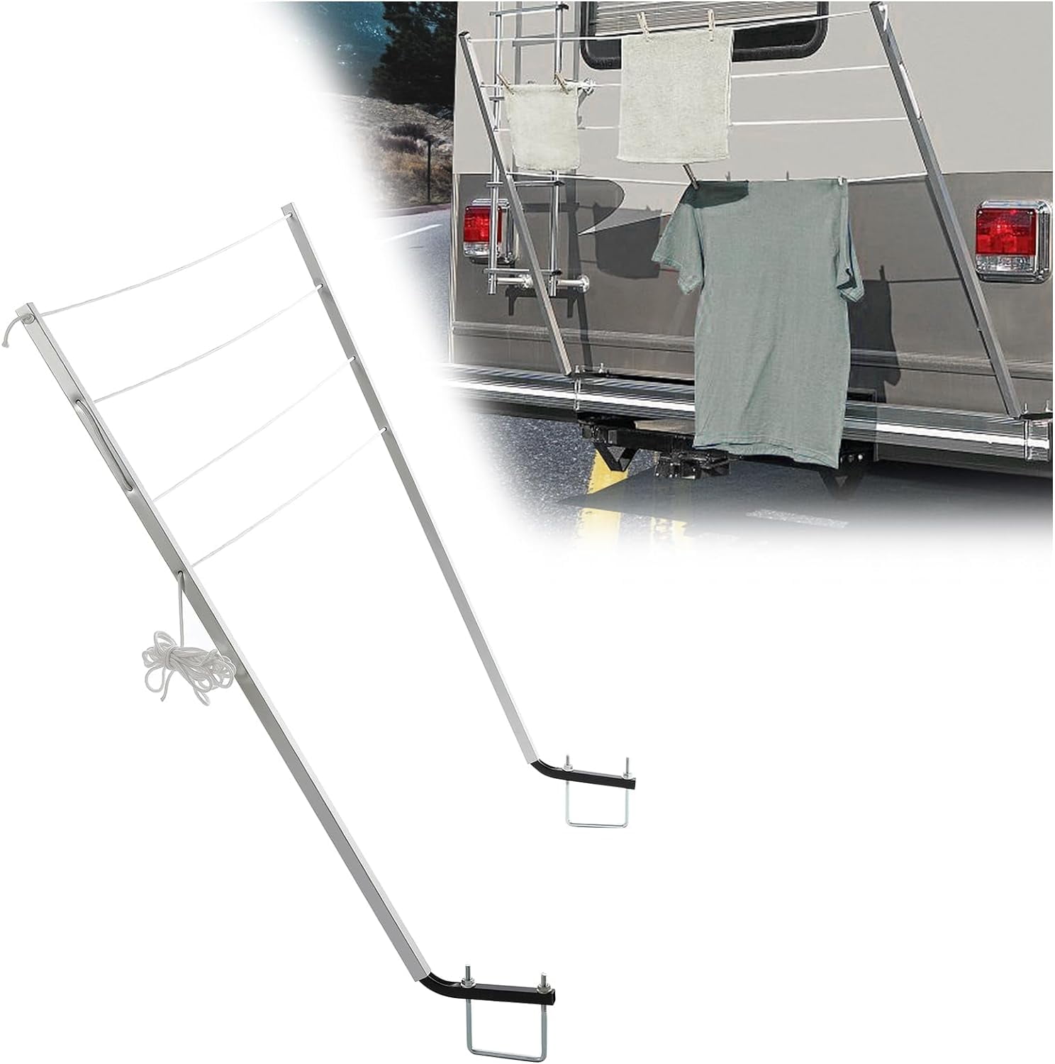 RV Clothes Drying Rack Bumper-Mounted Clothesline Compatible with 4 ...