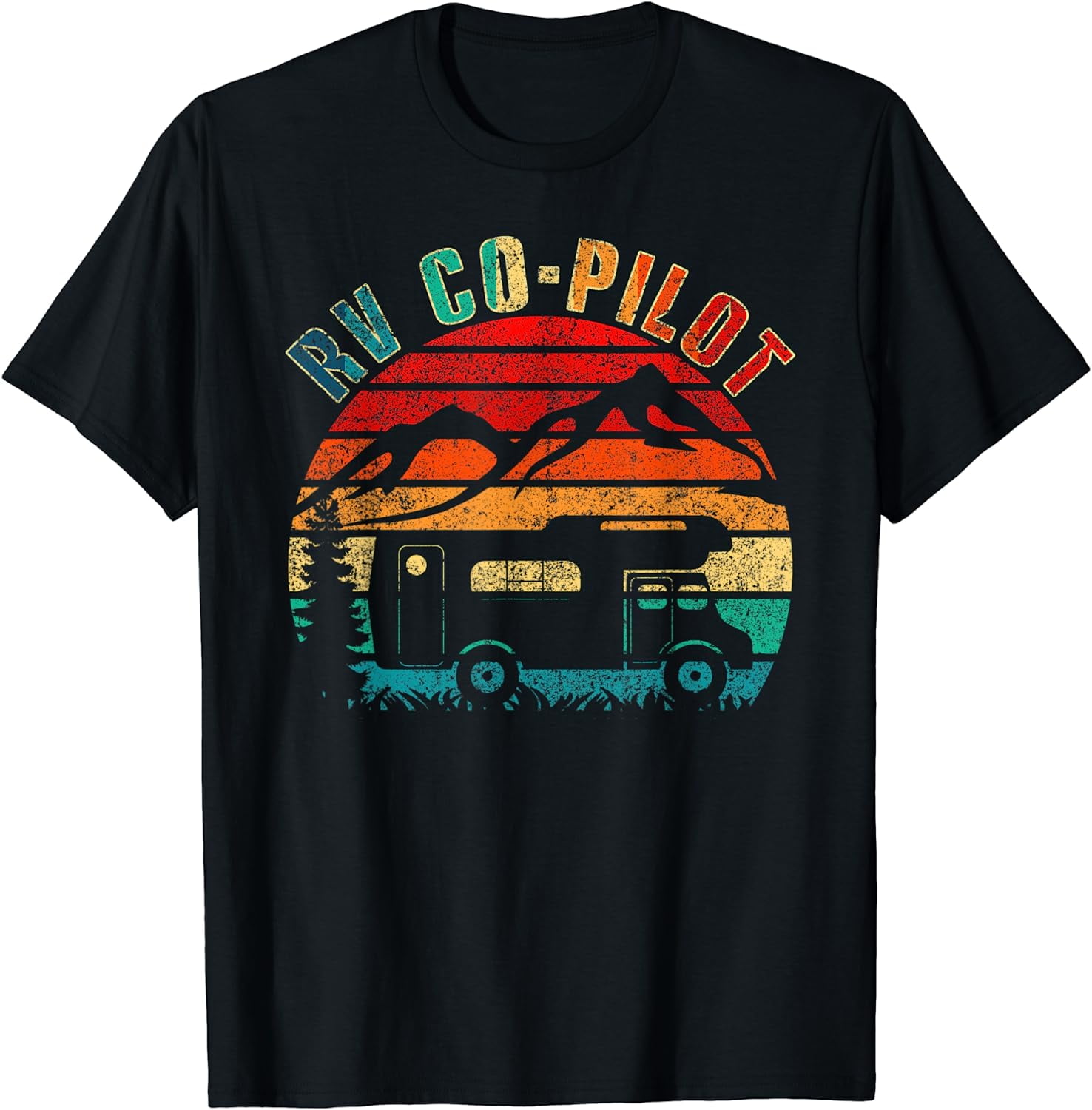 RV Co-Pilot Camping Funny Vintage Motorhome Travel Vacation T-Shirt ...