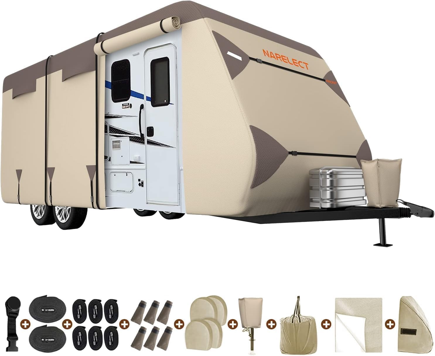 RV Cover for 24-27ft Travel Trailer, Upgraded 7 Layers Top Waterproof ...