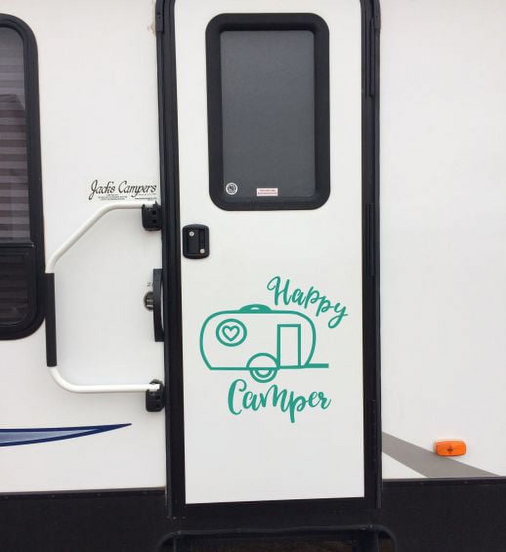 RV Decor Accessories Happy Camper Outdoor Use Vinyl Art Decal Stickers ...