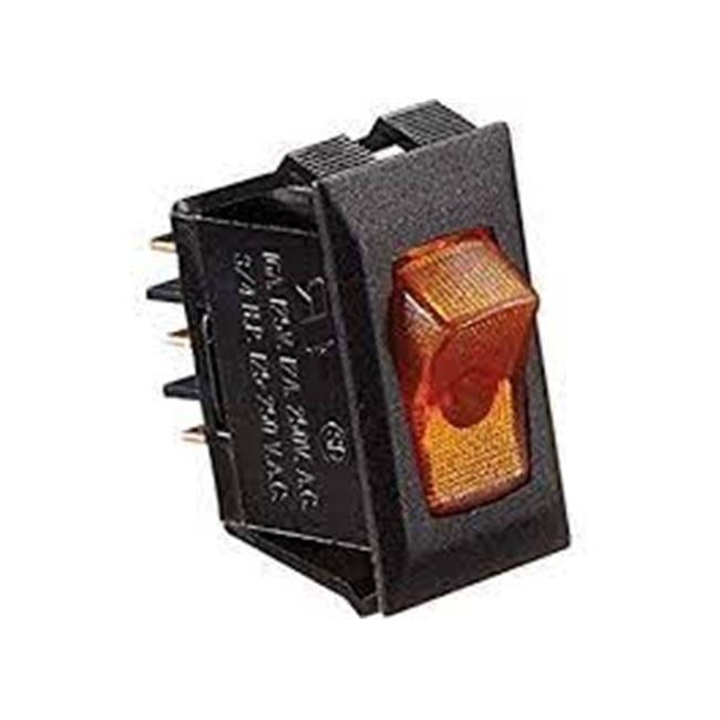 RV Designer RVDS249 0.55 in. 10A Illuminated On, Off -SPST Cut-out Black with Amber Rocker ...