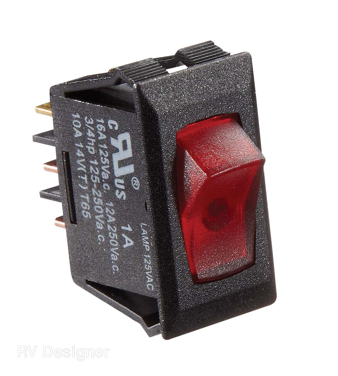 RV Designer S245 DC Rocker Switch 10 Amp - Black/Red, Illuminated On ...