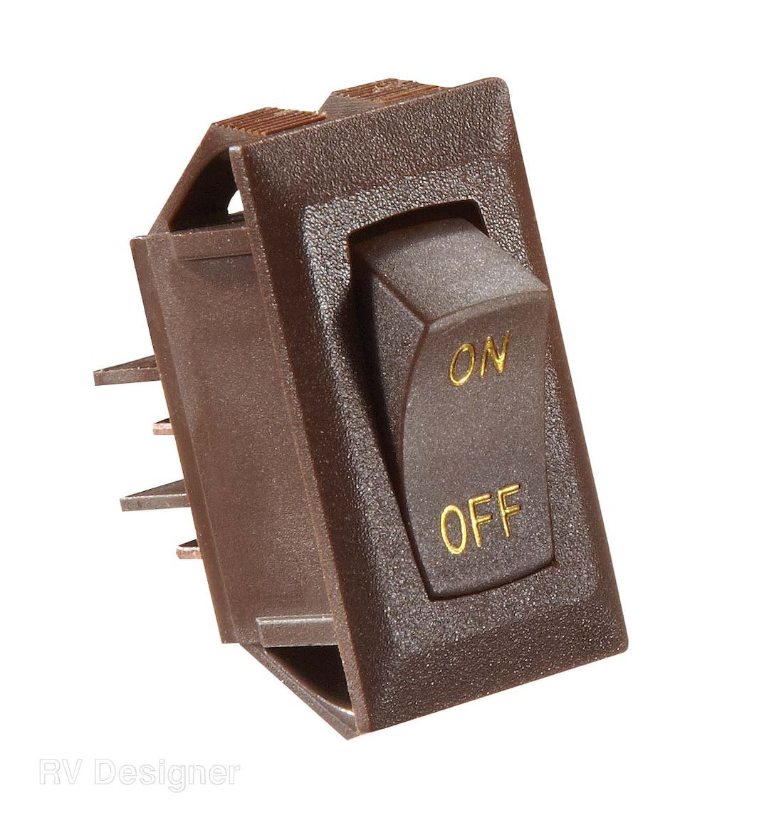 RV Designer S273 DC Rocker Switch 10 Amp - Brown With Gold Text, On/Off ...