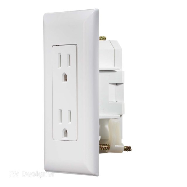 RV Designer S811 Dual AC Self-Contained Outlet With Cover-Plate - White ...