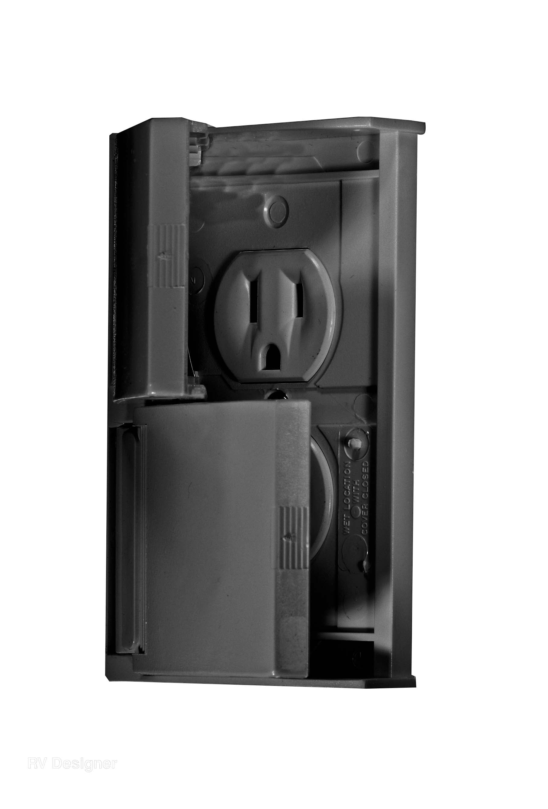 RV Designer S907 Black Weatherproof Dual RV Outlet Receptable & Snap ...