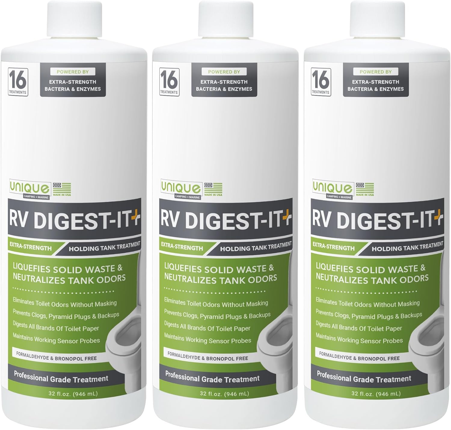 RV Digest-It+, Extra-Strength Black Tank Treatment - Liquifies Waste ...