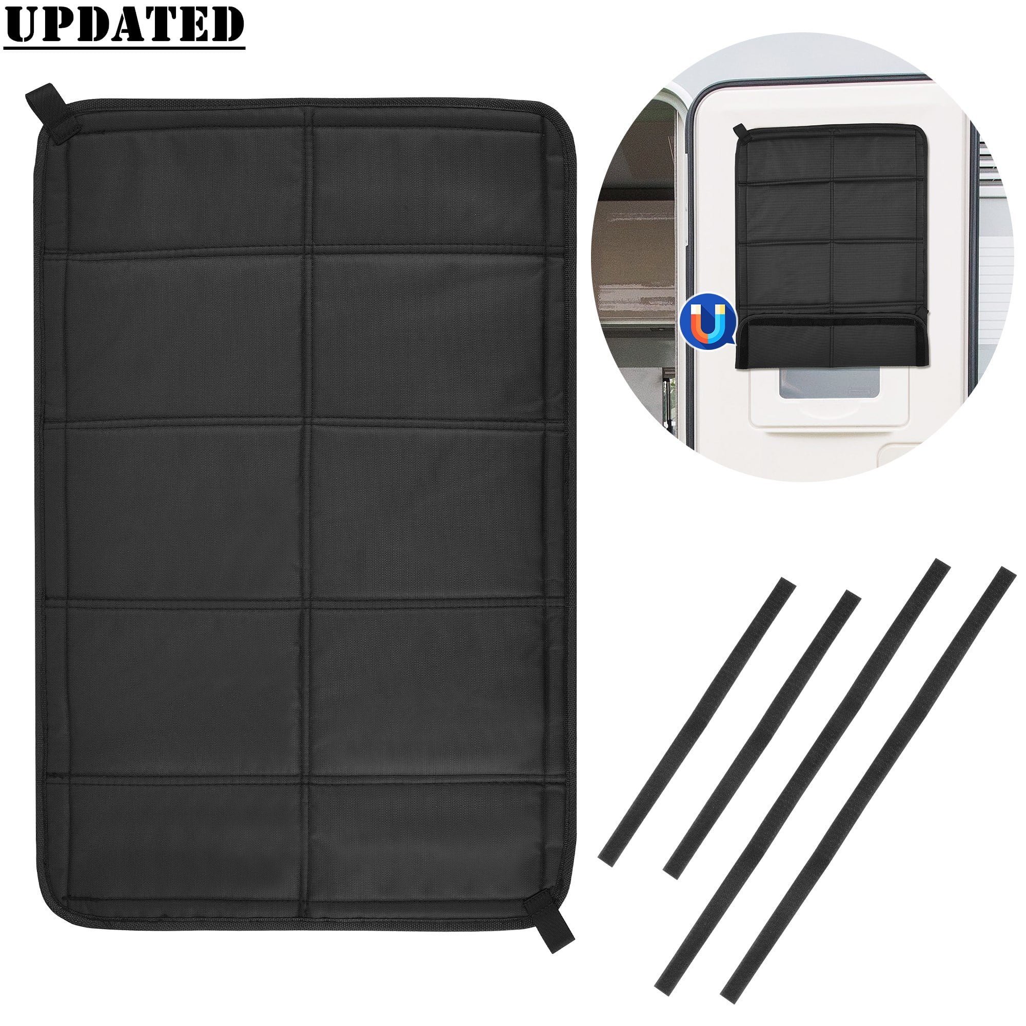 AGPTEK RV Door Shade Cover, Foldable, Oxford Material, Black, Size 25 ...