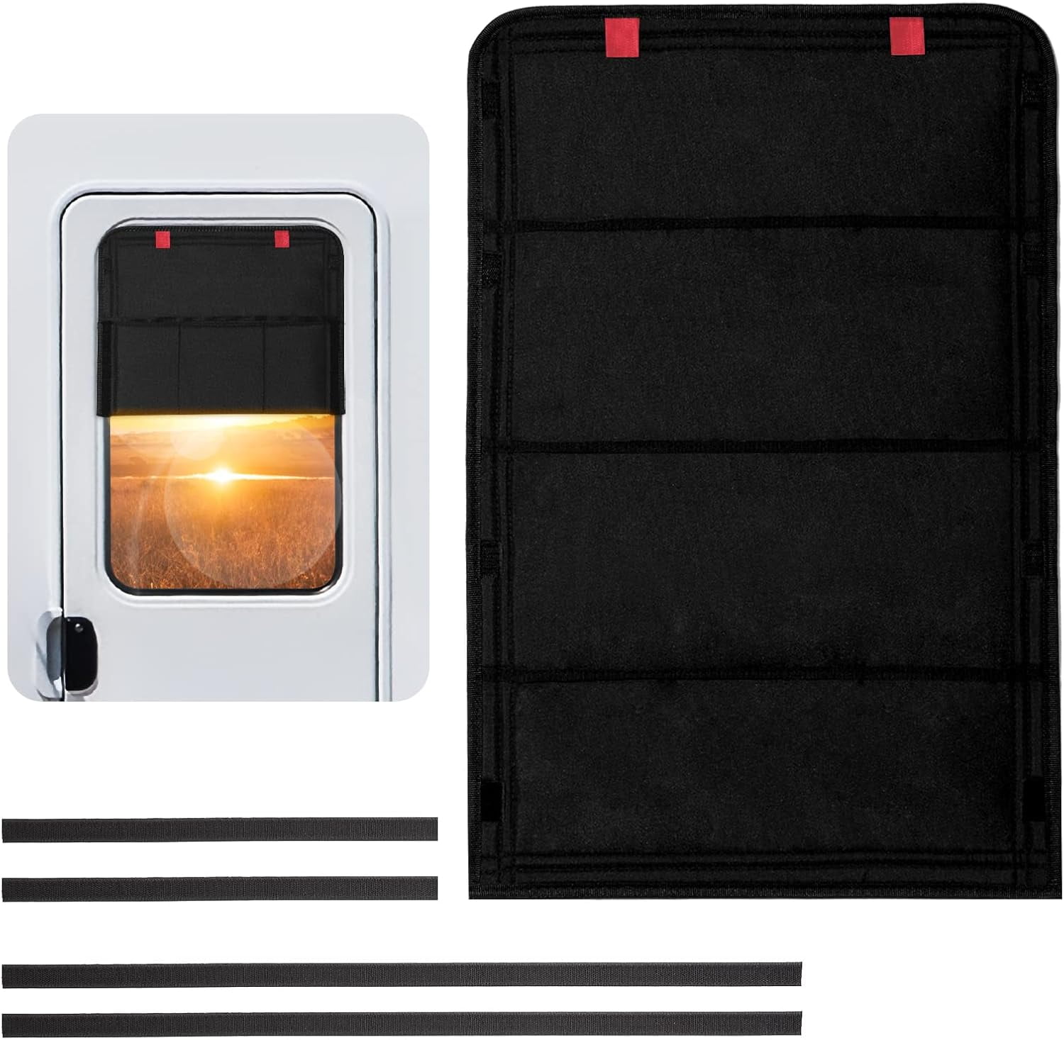 RV Door Window Shade, Foldable Hook and Loop Fastener RV Blackout ...