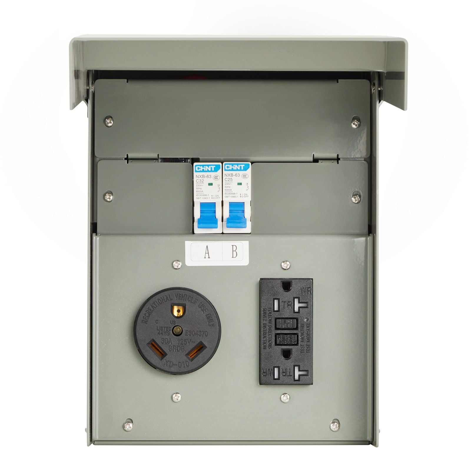 RV EV Power Outlet Panel, 20A 30A Weatherproof Electrical Box with GFCI ...