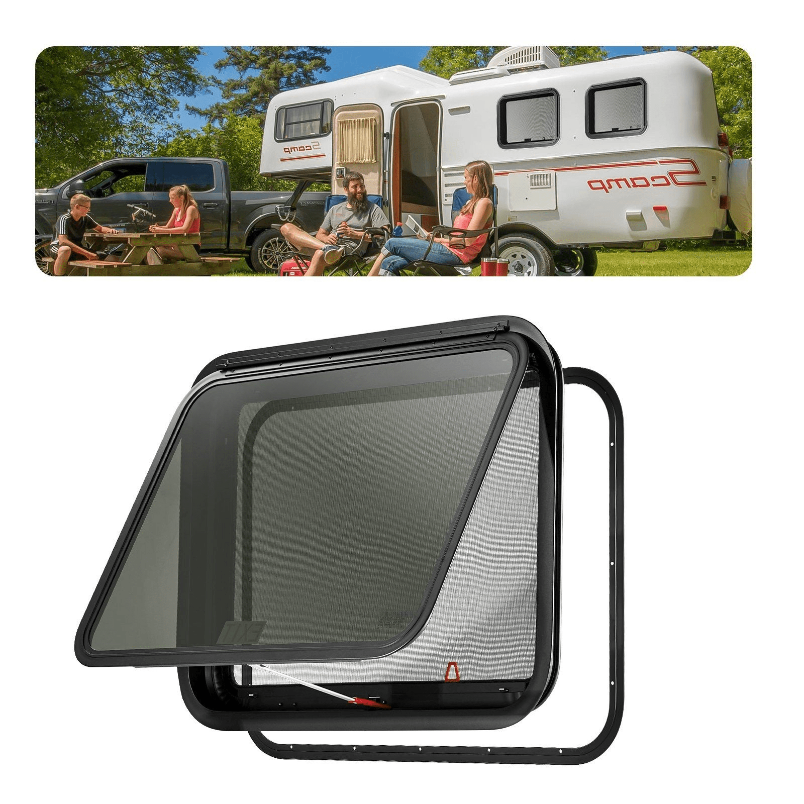 RV Exit Window 30x22 inch - Emergency Push Out Window with Screen ...