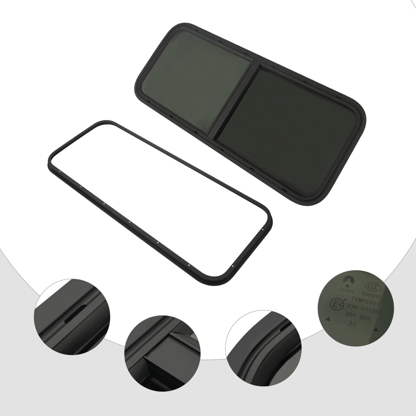 RV Exit Window 42" W x 22" H Optional Trim RV Window Replacement Camper ...