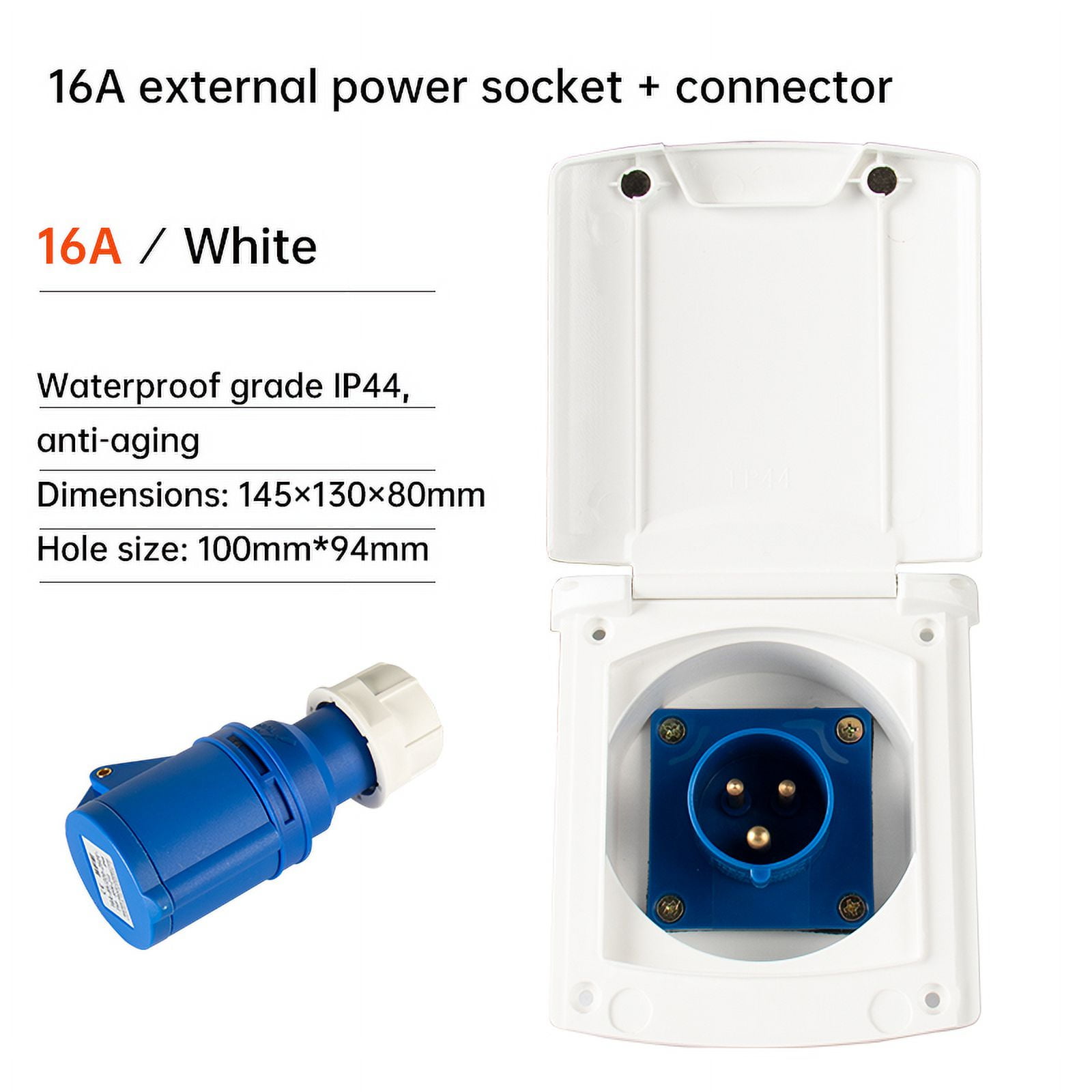 RV External Power Connector 16A External Flush Hook Up Waterproof ...