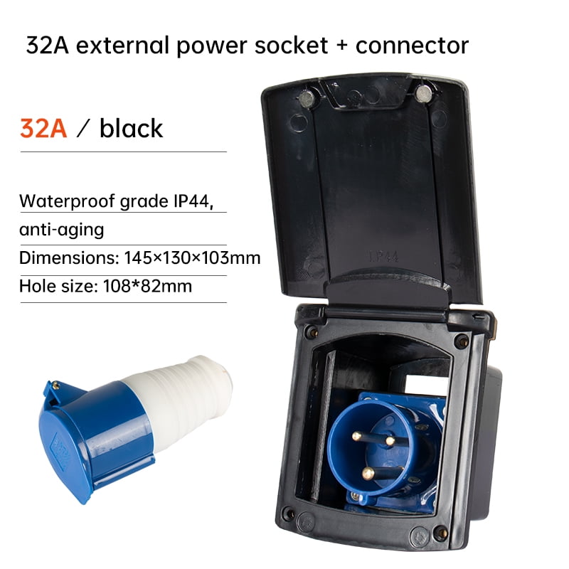 RV External Power Connector 16A External Flush Hook Up Waterproof ...