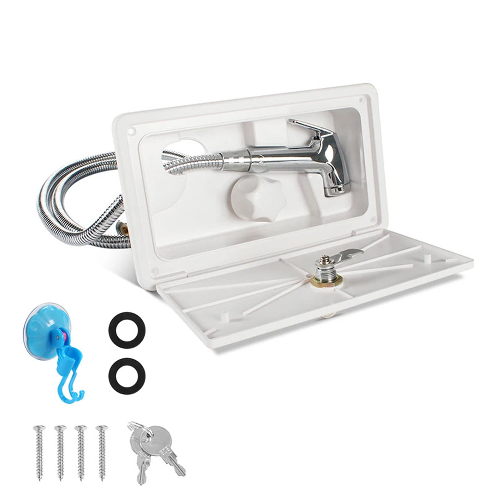 RV External Shower Caravan Outdoor Shower Box Kit With Lock & Hot Cold ...