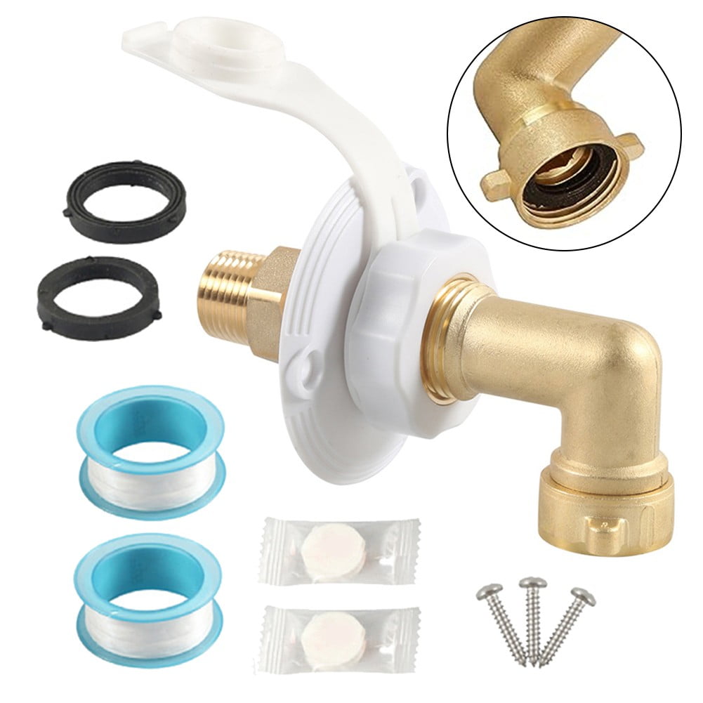 RV Fill inlet flange brass with hose Elbow Check valve hookup Connector ...