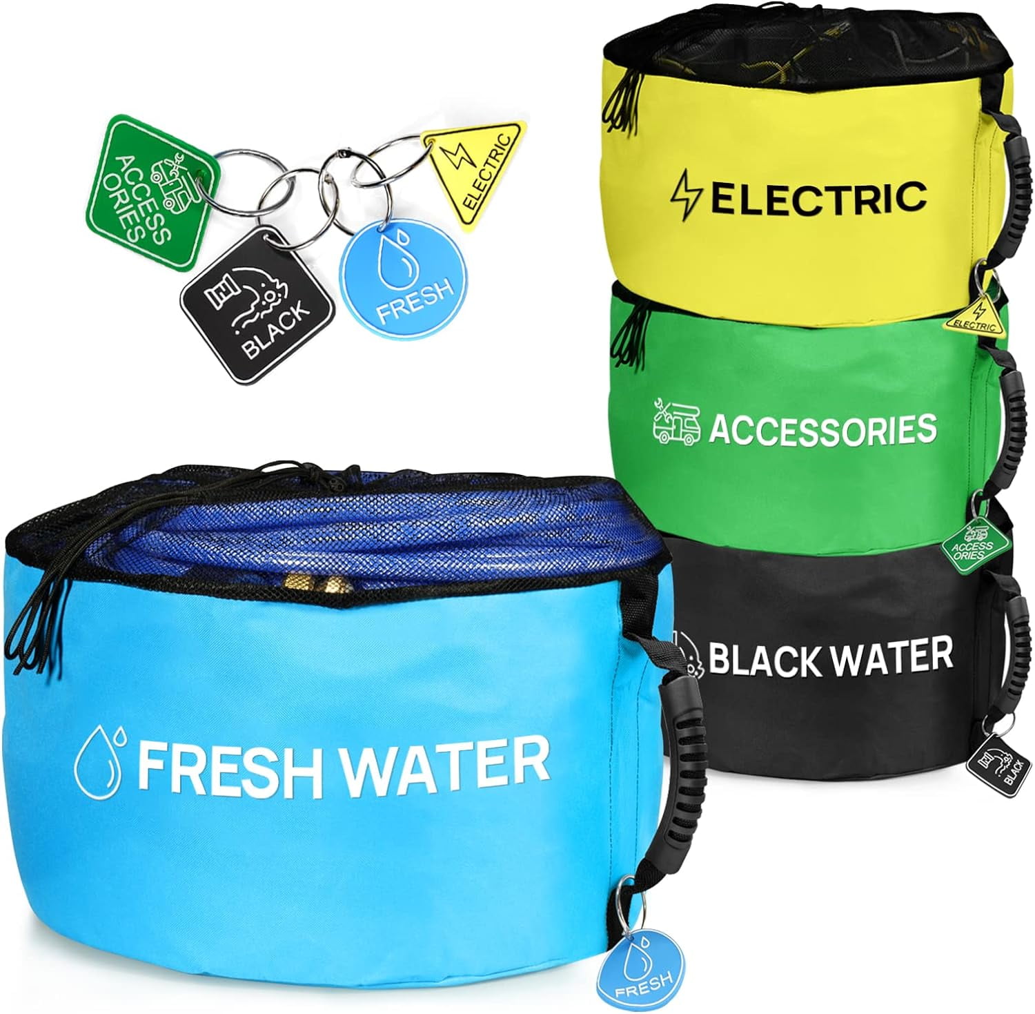 RV Hose Storage Bag of 4 Pack, Camper Accessories for Outside, Rubber ...