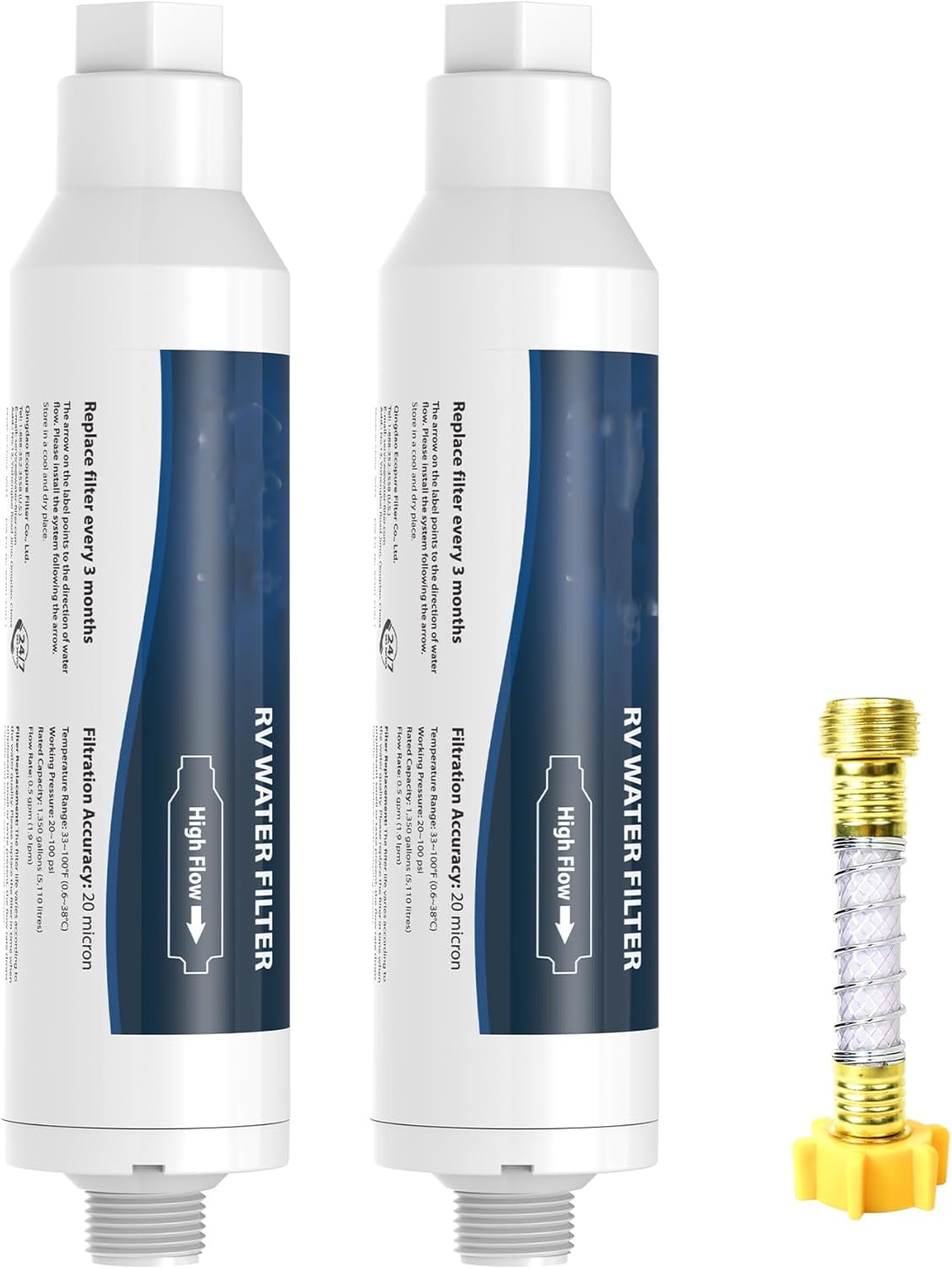 RV Inline Hose Water Filter, Reduces Chlorine, Bad Taste, Odor, 2 Pack ...