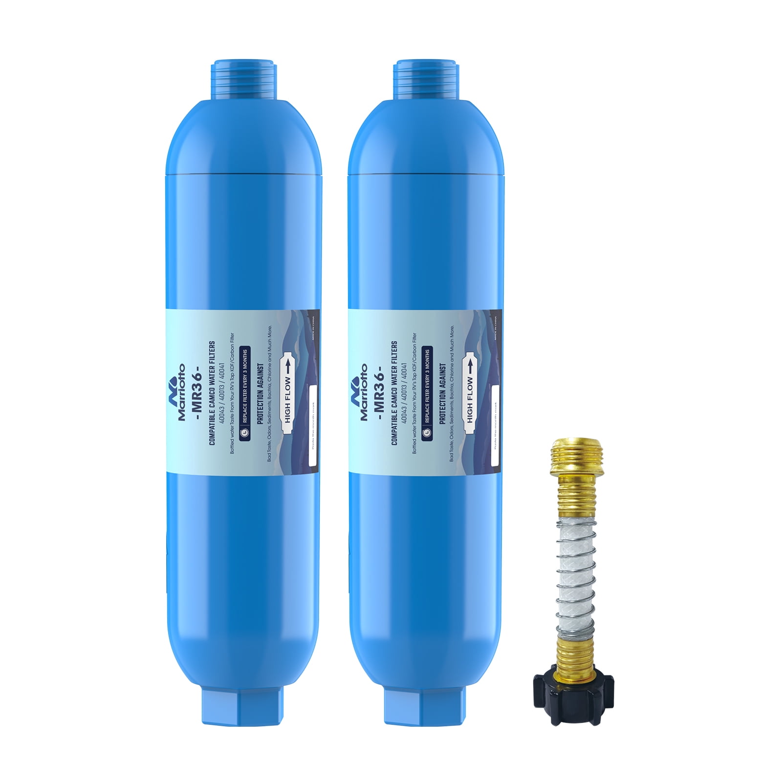 RV Inline Water Filter with Flexible Hose Protector(KDF), Dedicated for ...