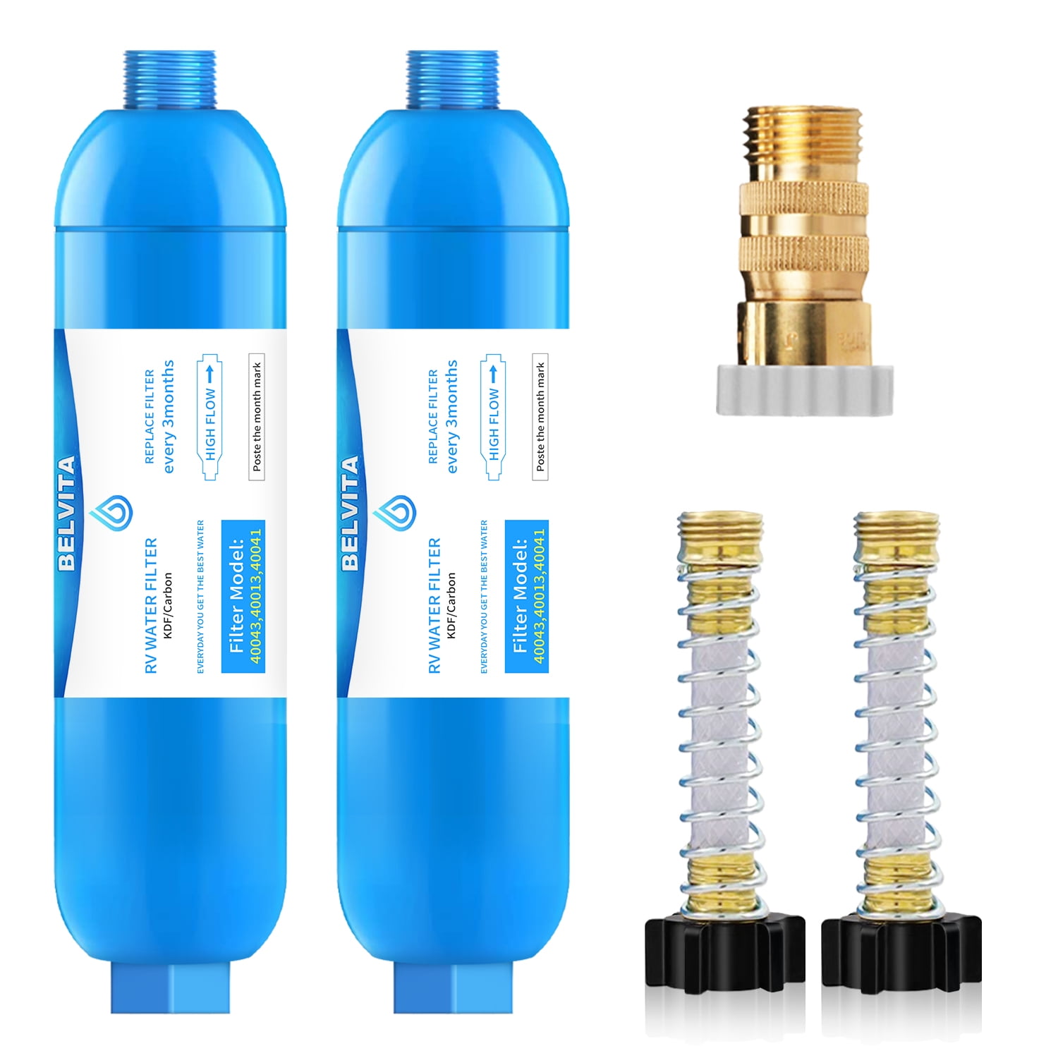 RV Inline Water Filter with Flexible Hose Protector, Water Pressure ...