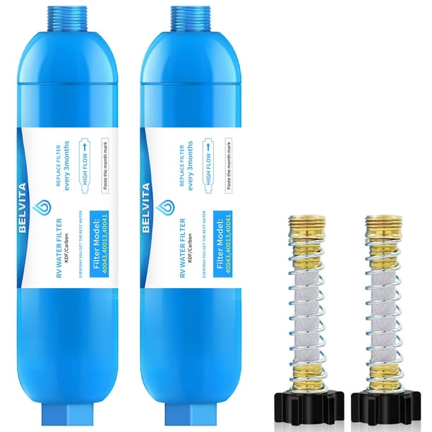 RV Inline Water Filter with Flexible Hose Protector(KDF), Dedicated for ...