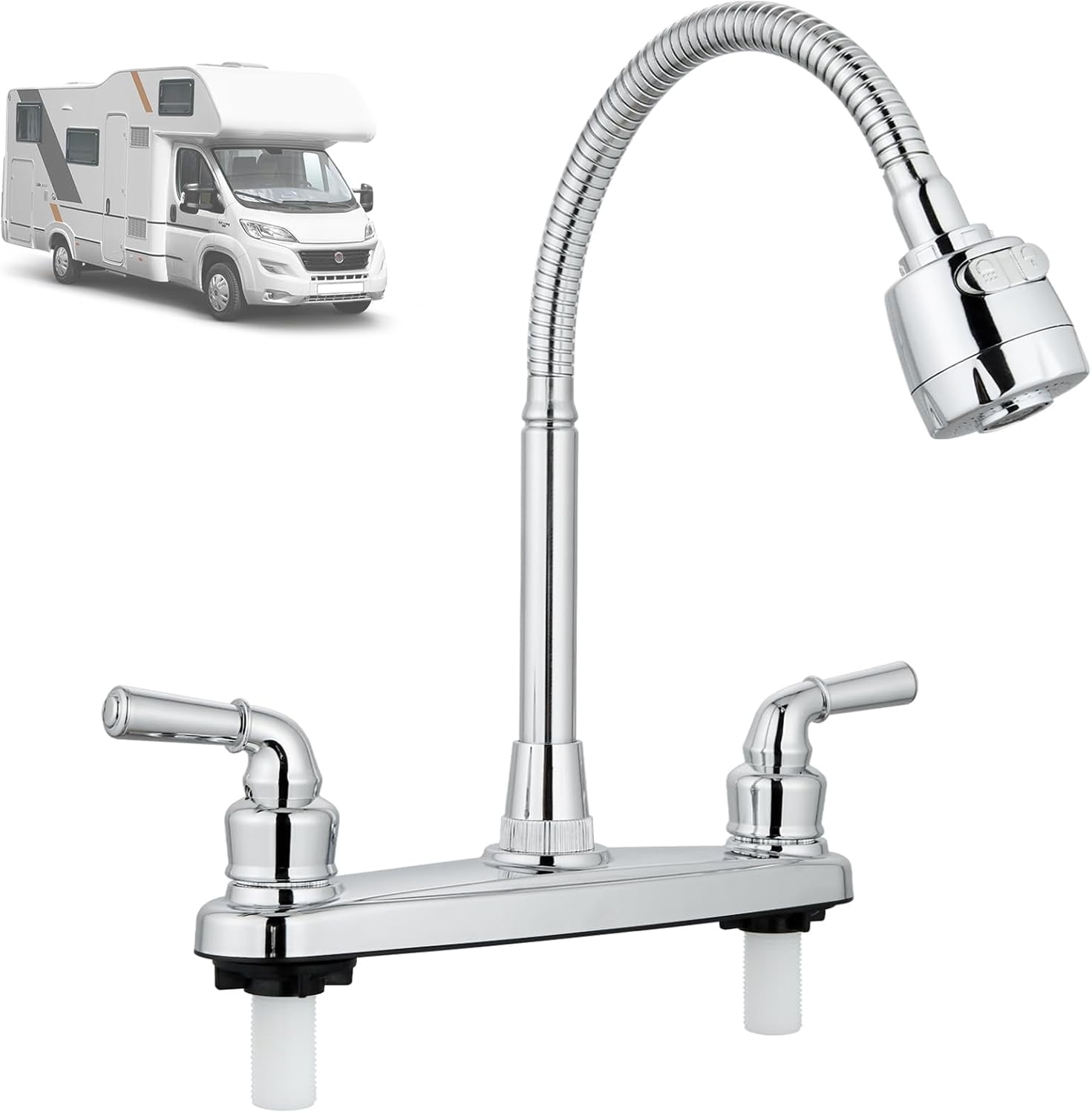 RV Kitchen Sink Faucet Deck Mounted 8 Inch Camper Faucets with 360 ...